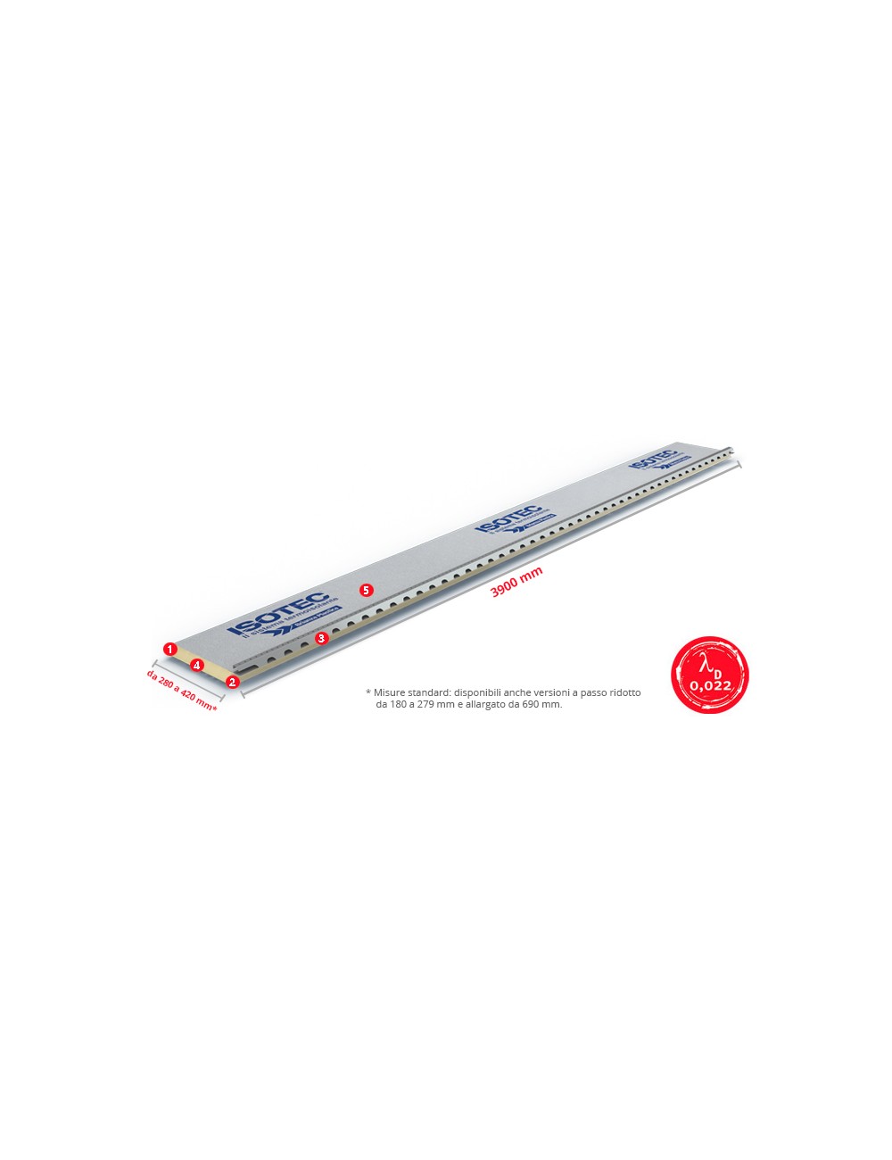 Isotec originale spessore 100 mm. passo 34,5