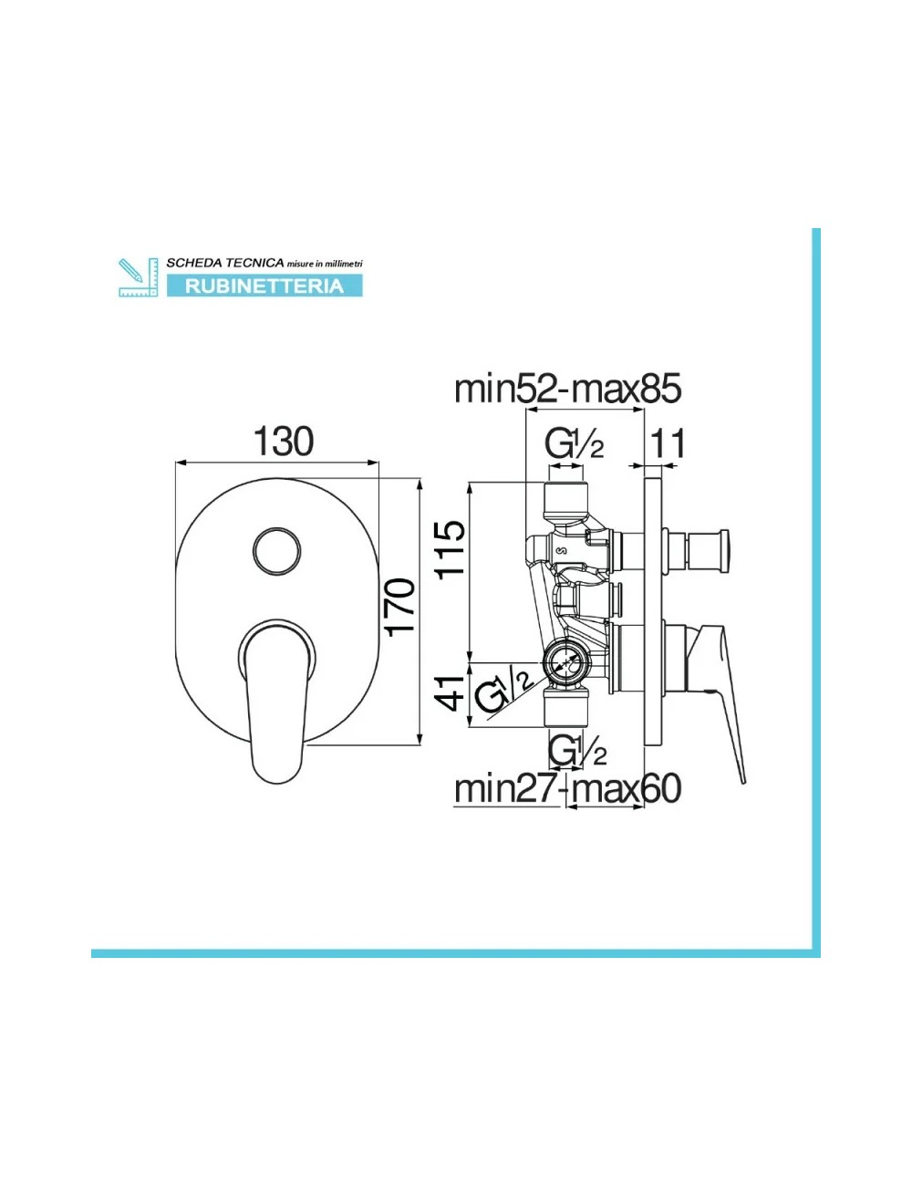 BLUES MIX DOCCIA INCASSO CON DEVIAT. CROMO NOBILI